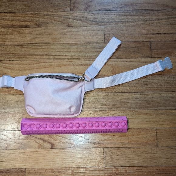 Bags | Pastel Pink Fanny Pack Adjustable Waist Bag Zipper | Poshmark